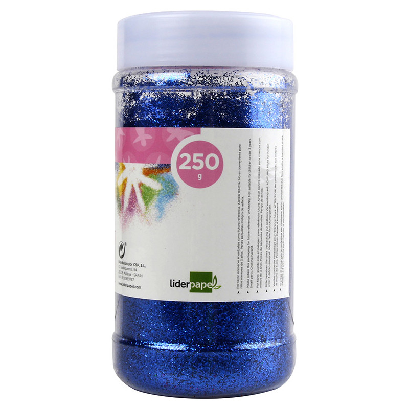 Purpurina fantasía liderpapel, bote de 250 grs. color azul metálico ...